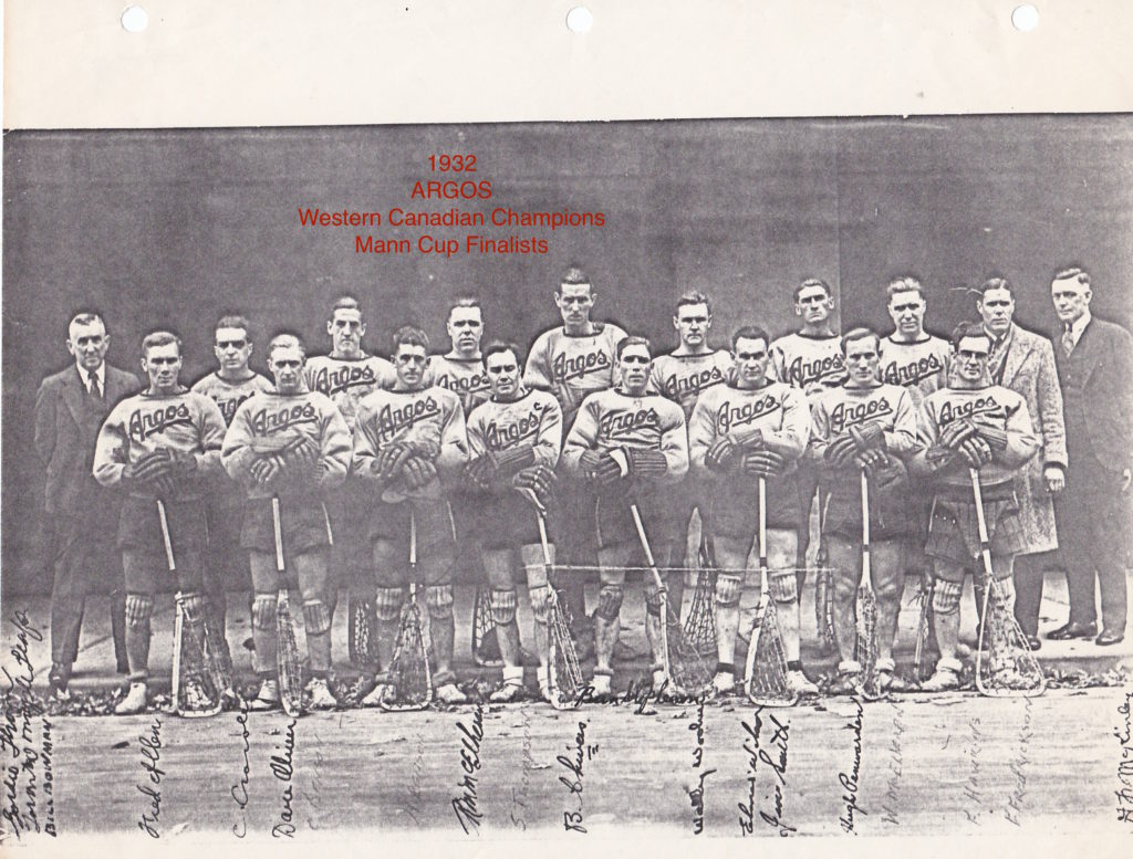 ARGOS 1932 PIC & ROSTER | Manitoba Lacrosse Hall of Fame